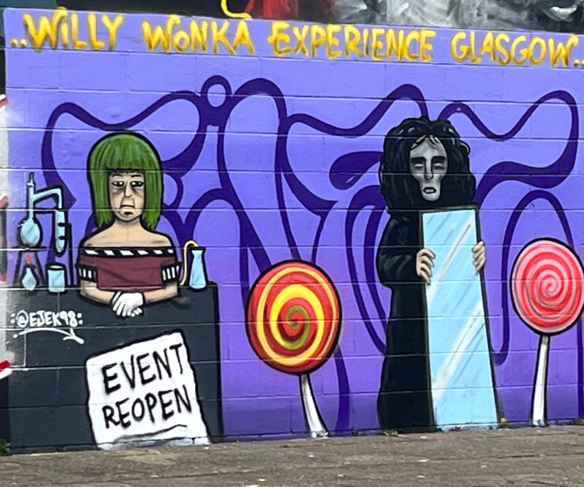 Viral Willy Wonka Experience painted at the Clydeside in Glasgow ...